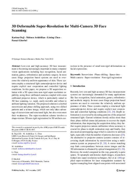 Pdf 3d Deformable Super Resolution For Multi Camera 3d Face Scanning
