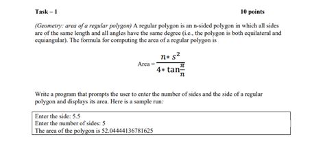 Solved Task Points Geometry Area Of A Regular Chegg