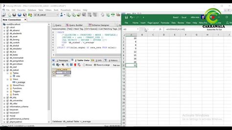 create view dengan fungsi average untuk mencari nilai rata rata