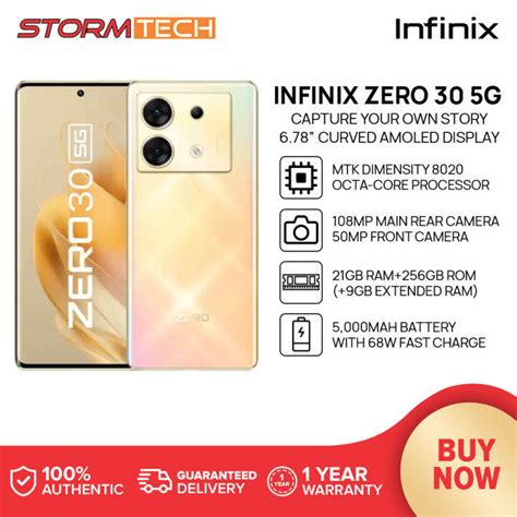 Infinix Zero 30 5G Smartphone 21GB 12 9GB Extended RAM 256GB ROM MTK Dimensity 8020 6