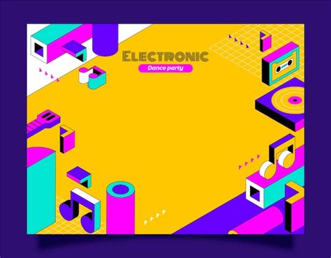 전자 음악 이벤트 초대장 템플릿 무료 벡터