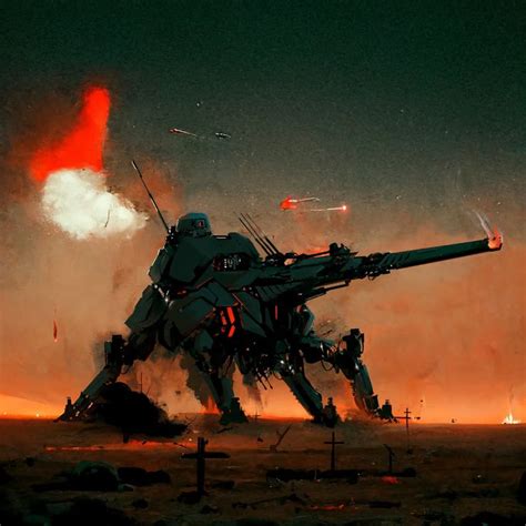 Sci Fi Warfare Giant Mech Concept Art Futuristic Battlefield Robot