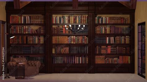 テレビ会議背景用 Zoom会議背景用 Cg 部屋 本棚 書斎 夕暮れ 夕日 夕闇 For Using In Video Conference