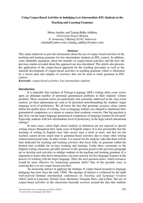 pdf using corpus based activities in indulging low intermediate efl