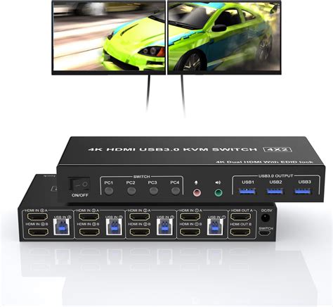 USB KVM Switch Monitors Computers Supports EDID HDMI K Hz Monitor Switch For PC