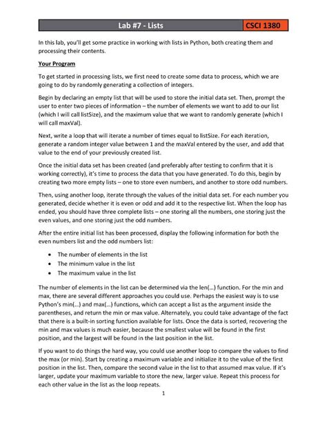 Solved Lab 7 Lists In This Lab You Ll Get Some Practice Chegg Com