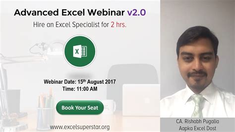 Learn Advanced Excel Online Workshop On 15th August Youtube