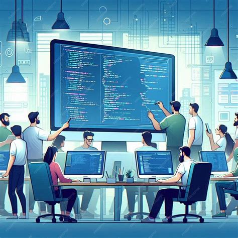 Software Developers Collaborating On Complex Programming Problem Premium Ai Generated Image