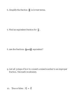 Fractions Unit Test By Karene Mordechai TPT