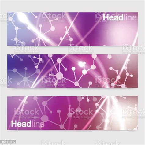 현대 벡터 배너의 과학적 설정 합니다 연결된 라인 및 점 Dna 분자 구조입니다 과학 벡터 배경입니다 의료 Tecnology 화학 디자인 Dna에 대한 스톡 벡터 아트 및