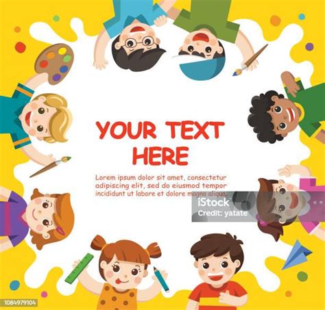학교 돌아가기 아트 아이 귀여운 어린이 재미와 함께 그림을 얻을 준비가 광고 책자에 대 한 템플릿입니다 아이 들 관심 보세요