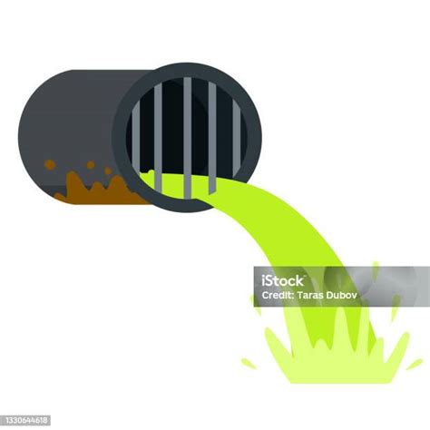 물이 있는 파이프 배수 시스템 급수 및 하수도 산업 배수구 흰색 배경에 고립 된 플랫 만화 일러스트 레이션 관 튜브에 대한 스톡