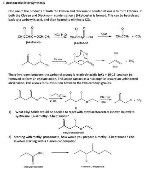 Solved Acetoacetic Ester Synthesis One use of the products | Chegg.com