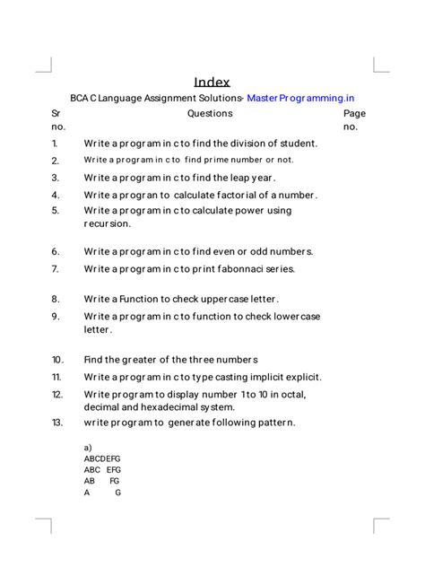 Masterprogramming In Bca C Programing Assignment 2021 Pdf