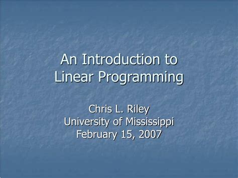 Ppt An Introduction To Linear Programming Powerpoint Presentation
