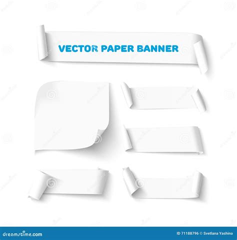 Blank Paper Horizontal Banner With Curl Corner Isolated On White Background Stock Vector