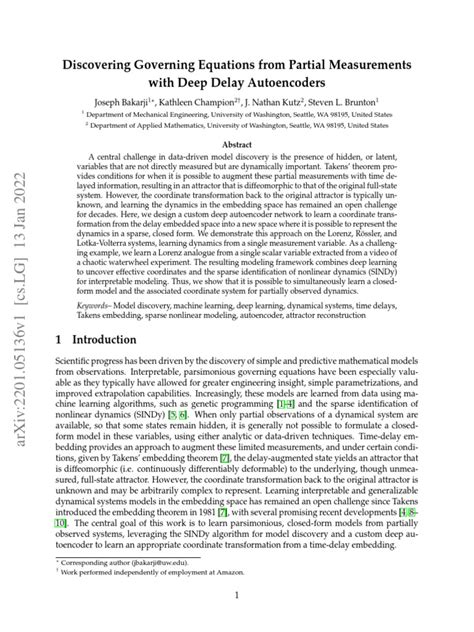 Discovering Governing Equations From Partial Measurements With Deep