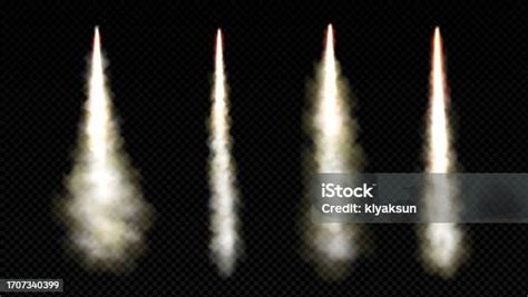로켓 발사 연기 흔적 화재 화염 벡터 3차원 형태에 대한 스톡 벡터 아트 및 기타 이미지 3차원 형태 Launch