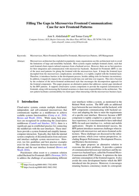 Pdf Filling The Gaps In Microservice Frontend Communication Case For