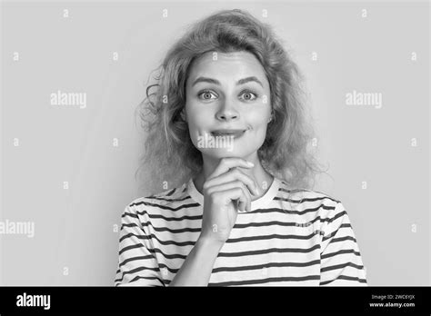 Dreamy Redhead Girl Face Isolated On Yellow Background Face Of Young