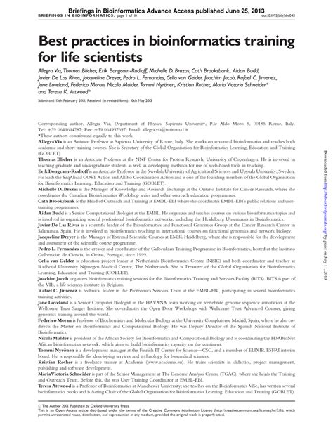 pdf best practices in bioinformatics training for life scientists