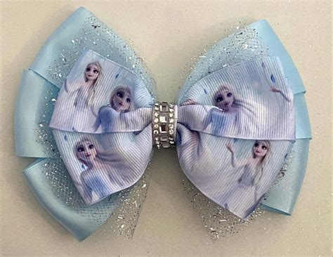 Elegant Elsa Bow Sparkly Elsa Bow From Frozen Disney Hair Bow Etsy