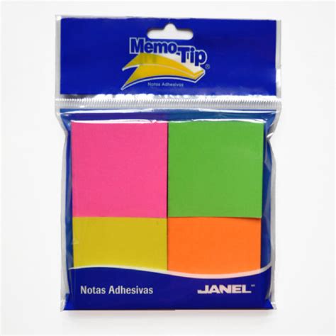 Notas Adhesivas Memo Tip Neon 2x2 4 Pz Janel Mónerick Papelerías
