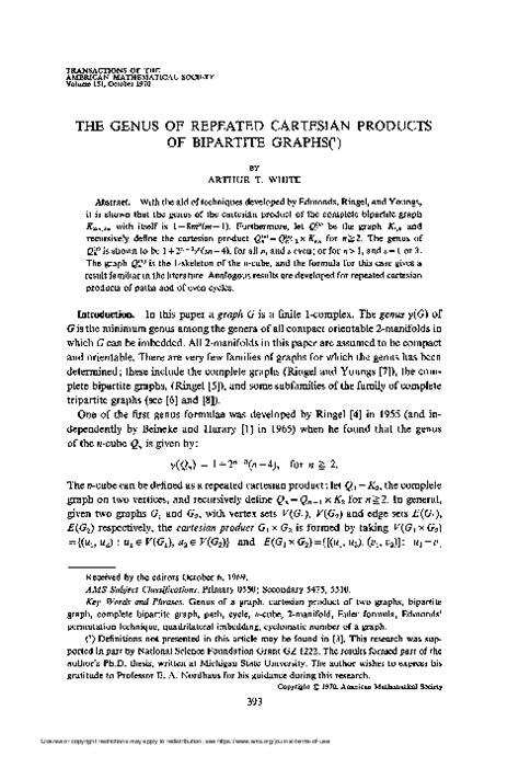 pdf the genus of repeated cartesian products of bipartite graphs