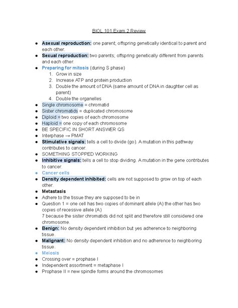 BIOL Exam Review BIOL Exam Review Asexual Reproduction One Parent Offspring
