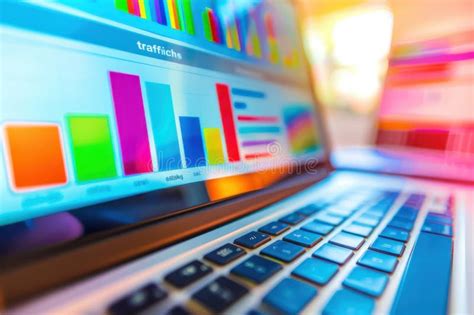 Colorful Data Analytics Displayed On A Laptop Screen Highlighting Business Performance