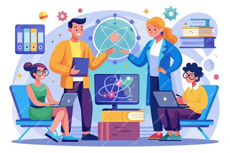 Premium Vector Teacher And Students Exploring Quantum Cryptography