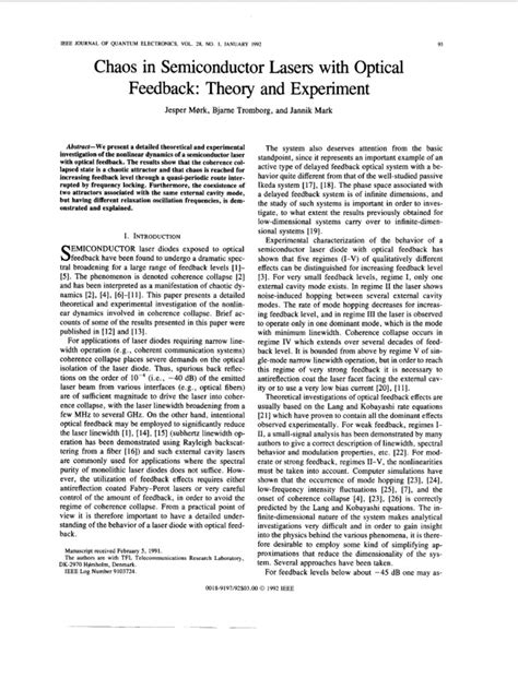 Chaos In Semiconductor Lasers With Optical Feedback Theory And Experiment Pdf Laser Attractor