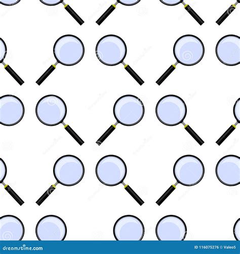 Magnifying Glass Seamless Pattern Magnify Icon In Flat Style Design