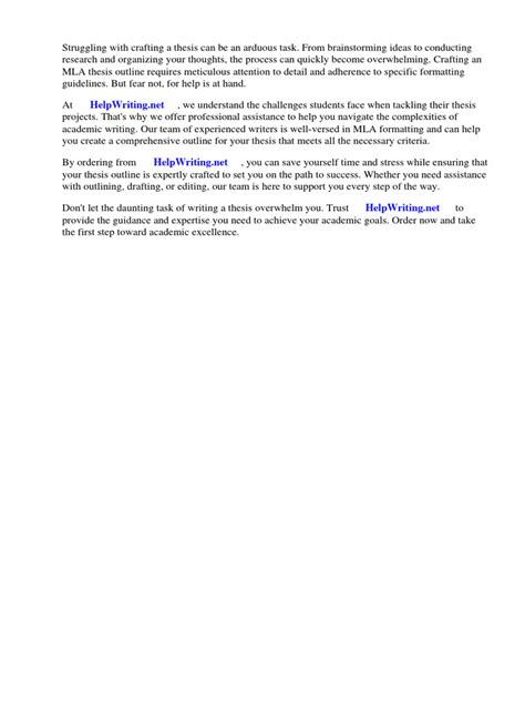 Mla Thesis Outline Pdf Thesis Academic Publishing