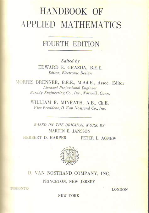 Handbook Of Applied Mathematicsfourth Edition Book At Best Book Centre