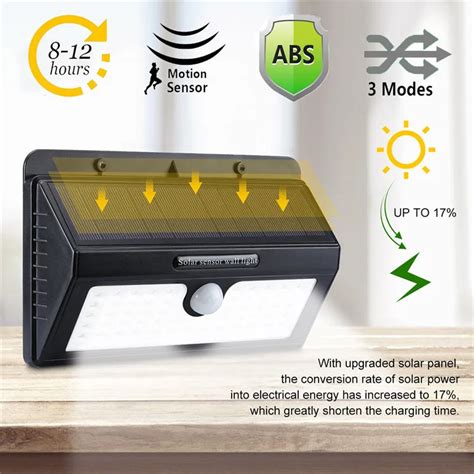 55 светодиодный 1300lm Солнечный открытый светодиодный светильник 3 режима Pir датчик движения