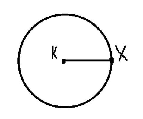 Накресліть довільний відрізок ХК і коло з центром у точці К і радіусом