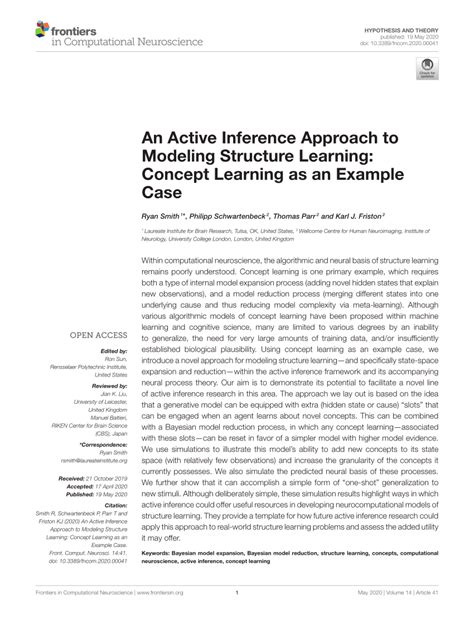 Pdf An Active Inference Approach To Modeling Structure Learning Concept Learning As An