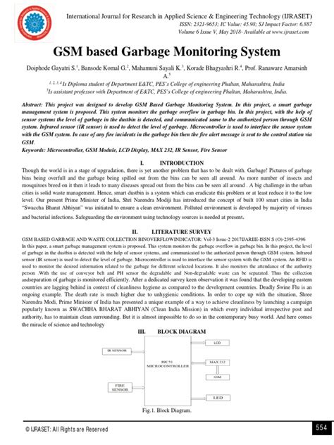 Gsm Based Garbage Monitoring System Pdf Power Supply Microcontroller