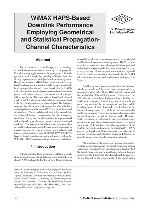 Pdf Wimax Haps Based Downlink Performance Employing Geometrical And