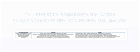 Enhancing Data Driven Insights Through Toll Statistics Technology Visualization Excel Template