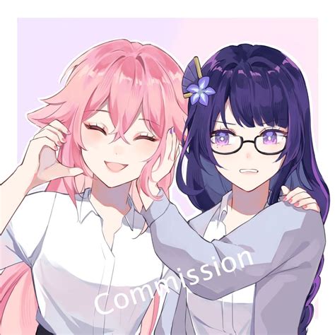 Raiden Shogun And Yae Miko Genshin Impact Drawn By Cassiopeia