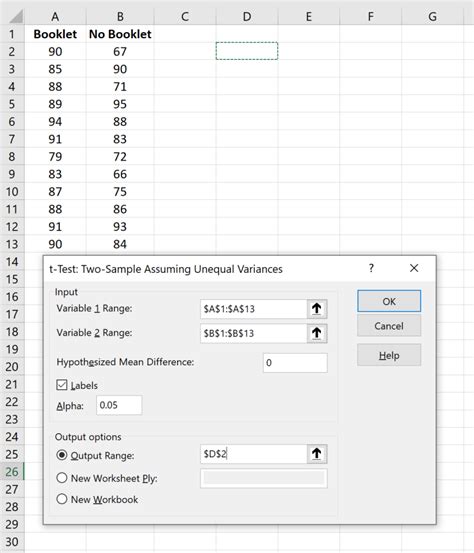 How To Perform Welchs T Test In Excel