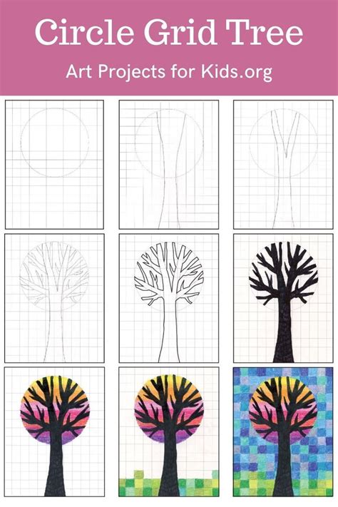 How To Draw Circle Grid Tree Art And Coloring Page Artofit