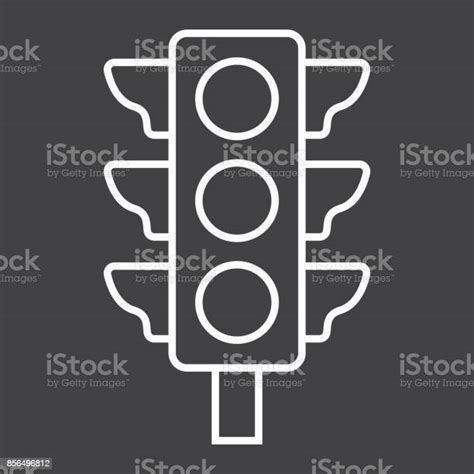 신호등 선 아이콘 신호등 및 탐색 규제 사인 벡터 그래픽 검정색 배경 Eps 10에 선형 패턴 가득 찬에 대한 스톡 벡터 아트 및 기타 이미지 Istock