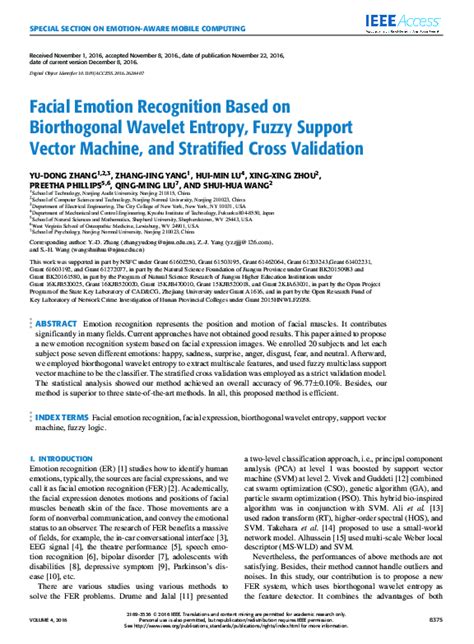 Pdf Facial Emotion Recognition Based On Biorthogonal Wavelet Entropy