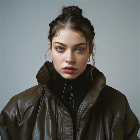 Premium Photo A Woman In A Jacket Pigtail
