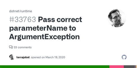pass correct parametername to argumentexception · issue 33763 · dotnet