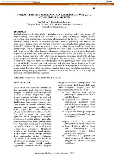 Pdf Aplikasi Perhitungan Perencanaan Radar Dengan Java J2me