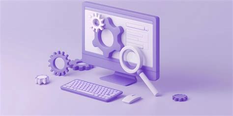 A Purple Computer Screen With A Keyboard And Gears On It Premium Ai